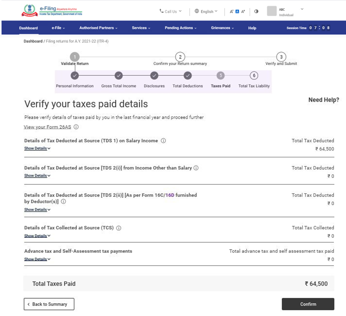 File ITR-4 (Sugam) Online User Manual | Income Tax Department