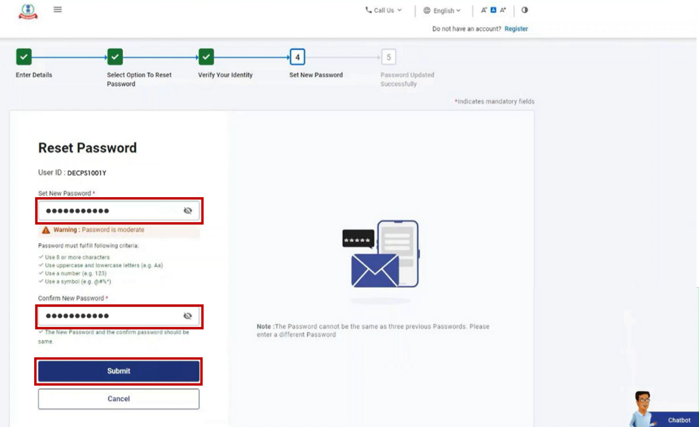 Reset Your Password User Manual | Income Tax Department