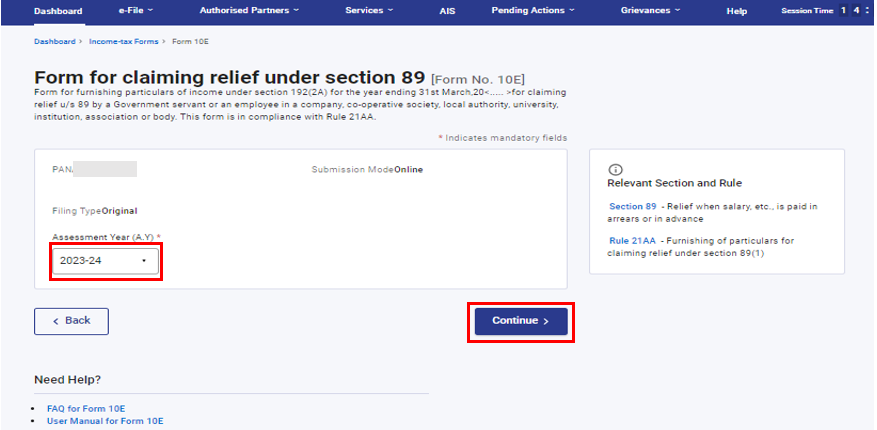 Form 10E User Manual | Income Tax Department