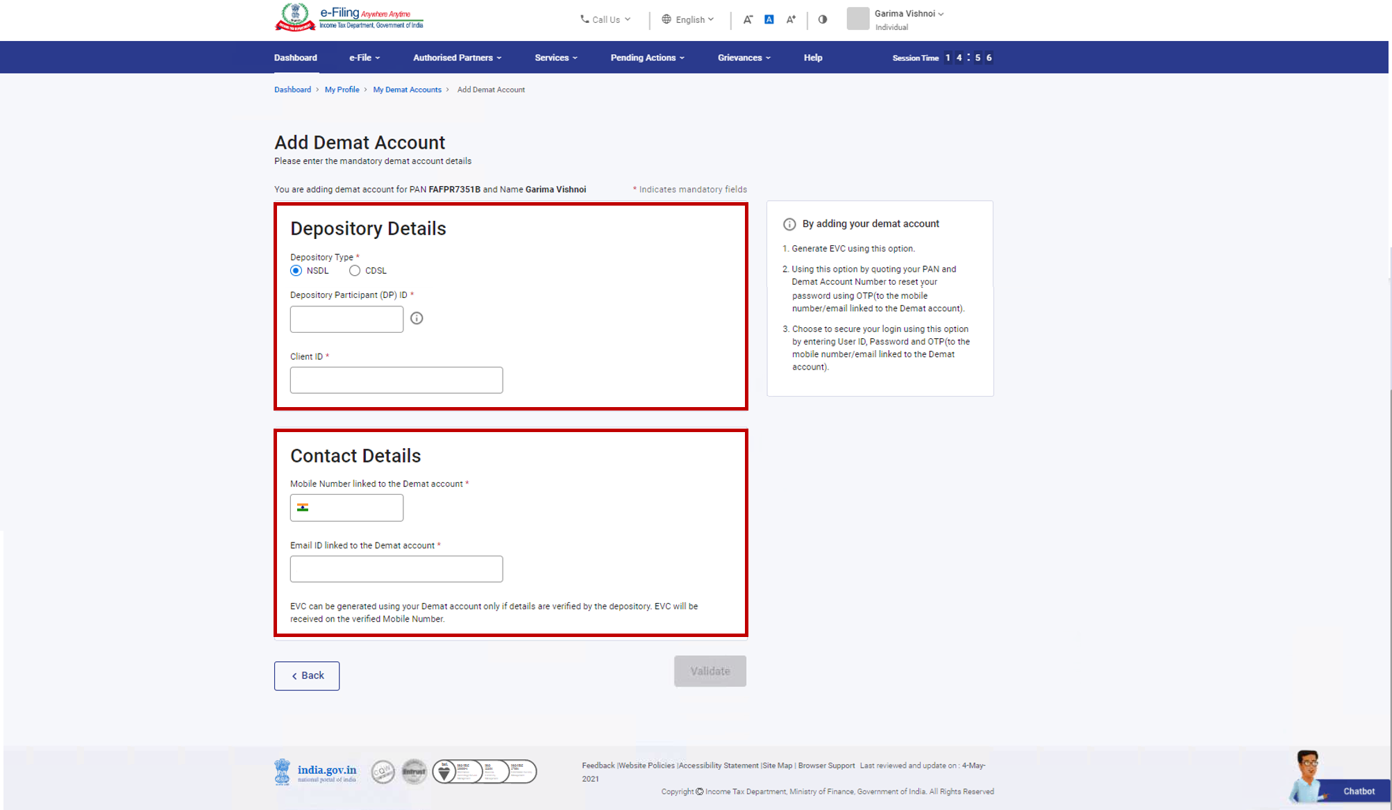 My Demat Account User Manual | Income Tax Department