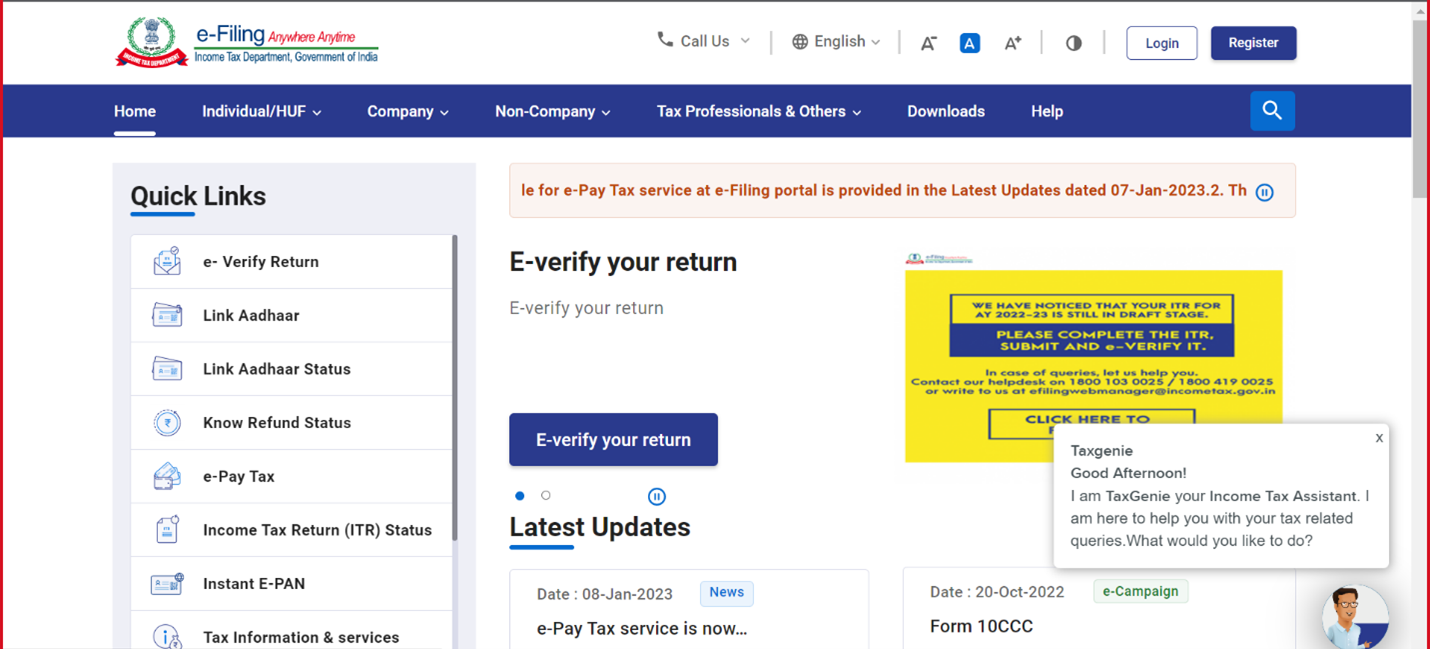Know your ITR Status User Manual | Income Tax Department