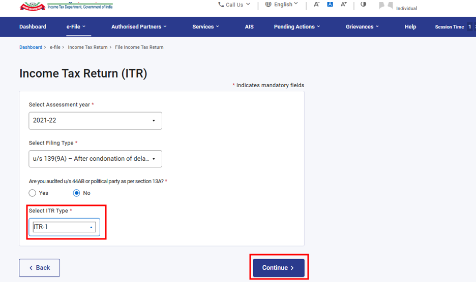 Filing of ITR after Condonation of Delay - User Manual | Income Tax ...