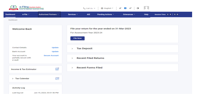 Login User Manual | Income Tax Department