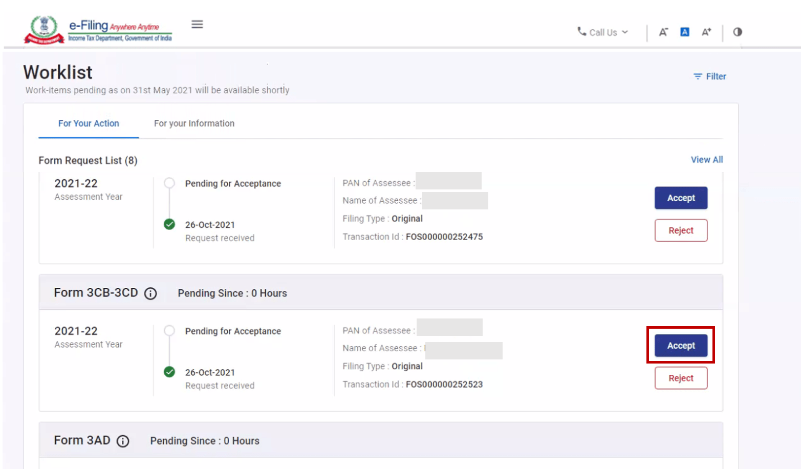 Form 3CB-3CD UM | Income Tax Department
