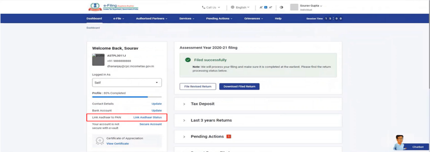Link Aadhaar User Manual | Income Tax Department
