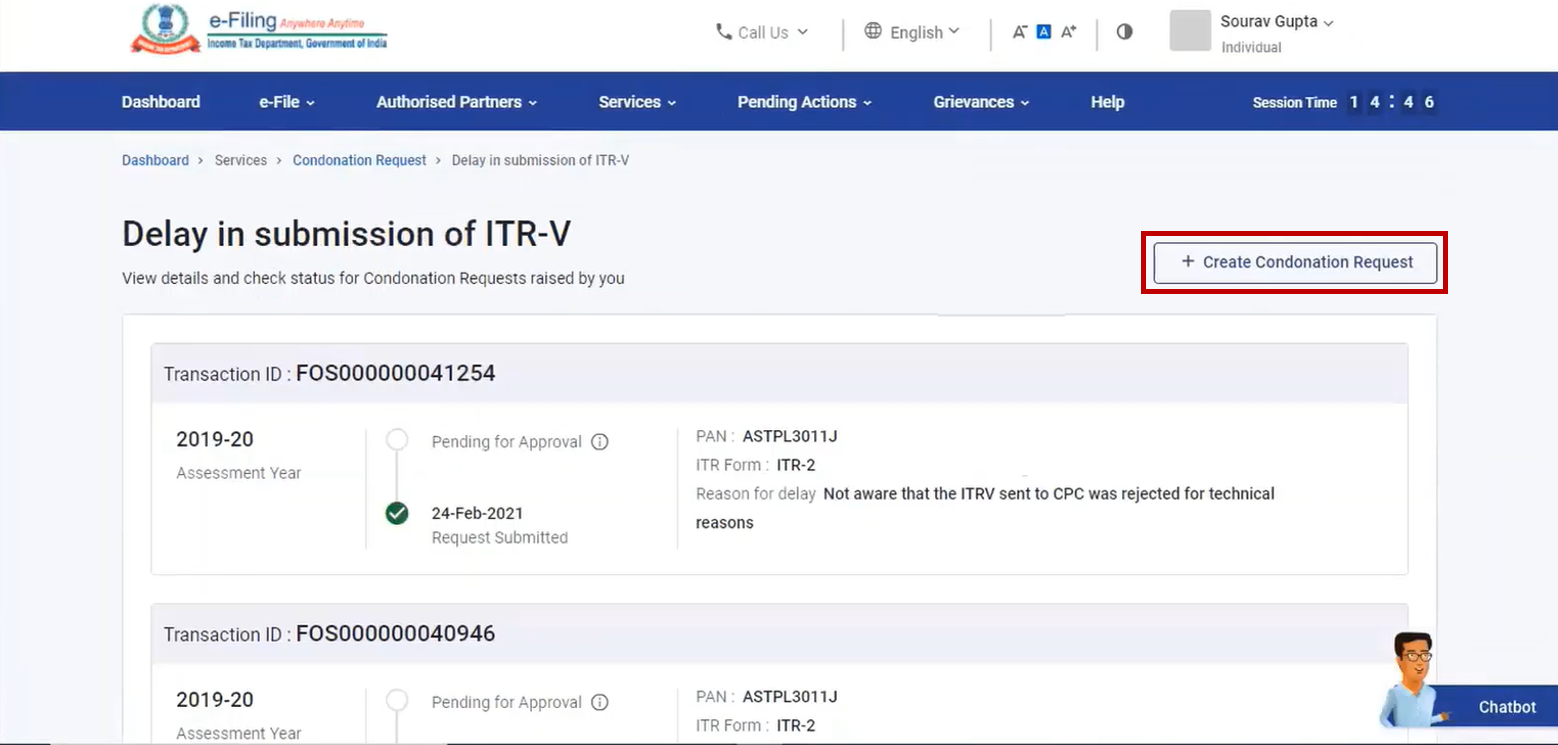 Raise Service Request User Manual | Income Tax Department