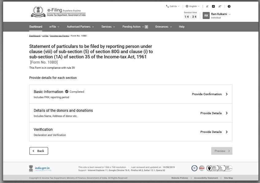 Form 10BD-BE User Manual | Income Tax Department