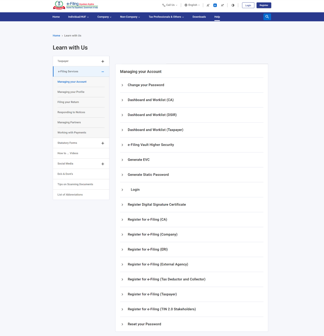 Dashboard and Worklist (CA) User Manual | Income Tax Department