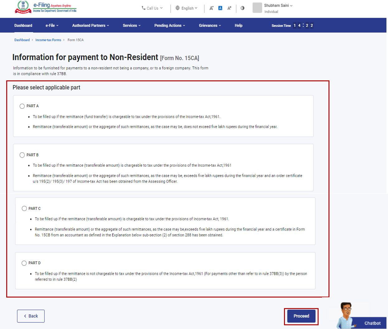 Form 15 CA User Manual | Income Tax Department