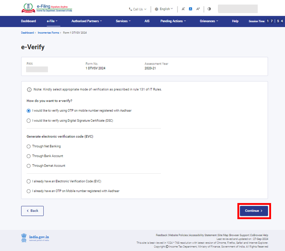 Form 1 - DTVsV - User Manual | Income Tax Department