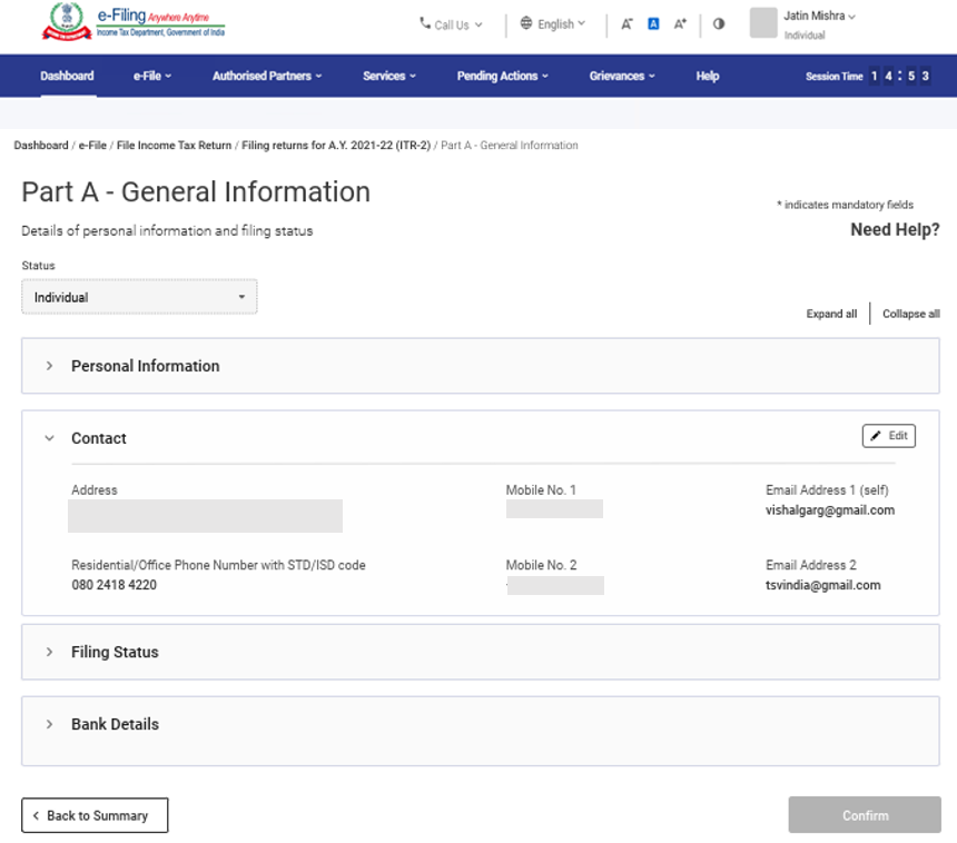 File ITR-2 Online User Manual | Income Tax Department