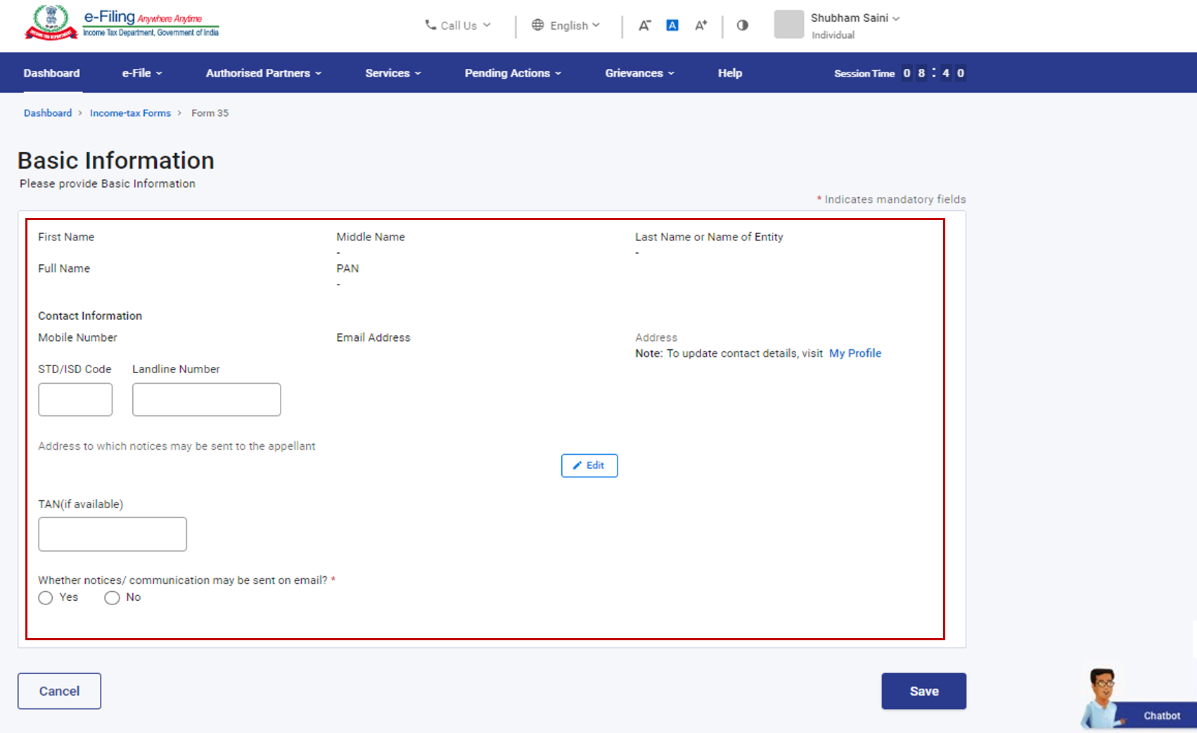 Form 35 User Manual | Income Tax Department