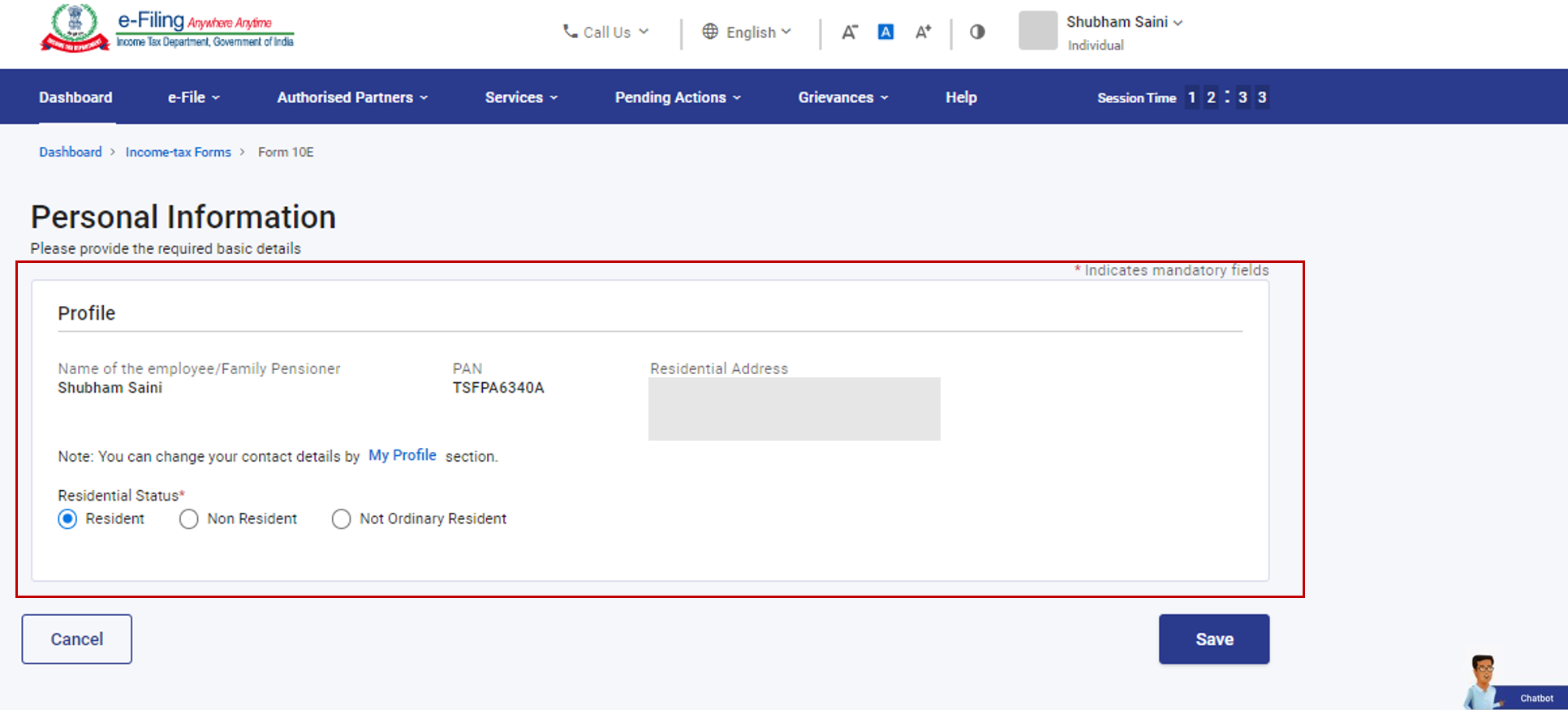 Form 10E User Manual | Income Tax Department