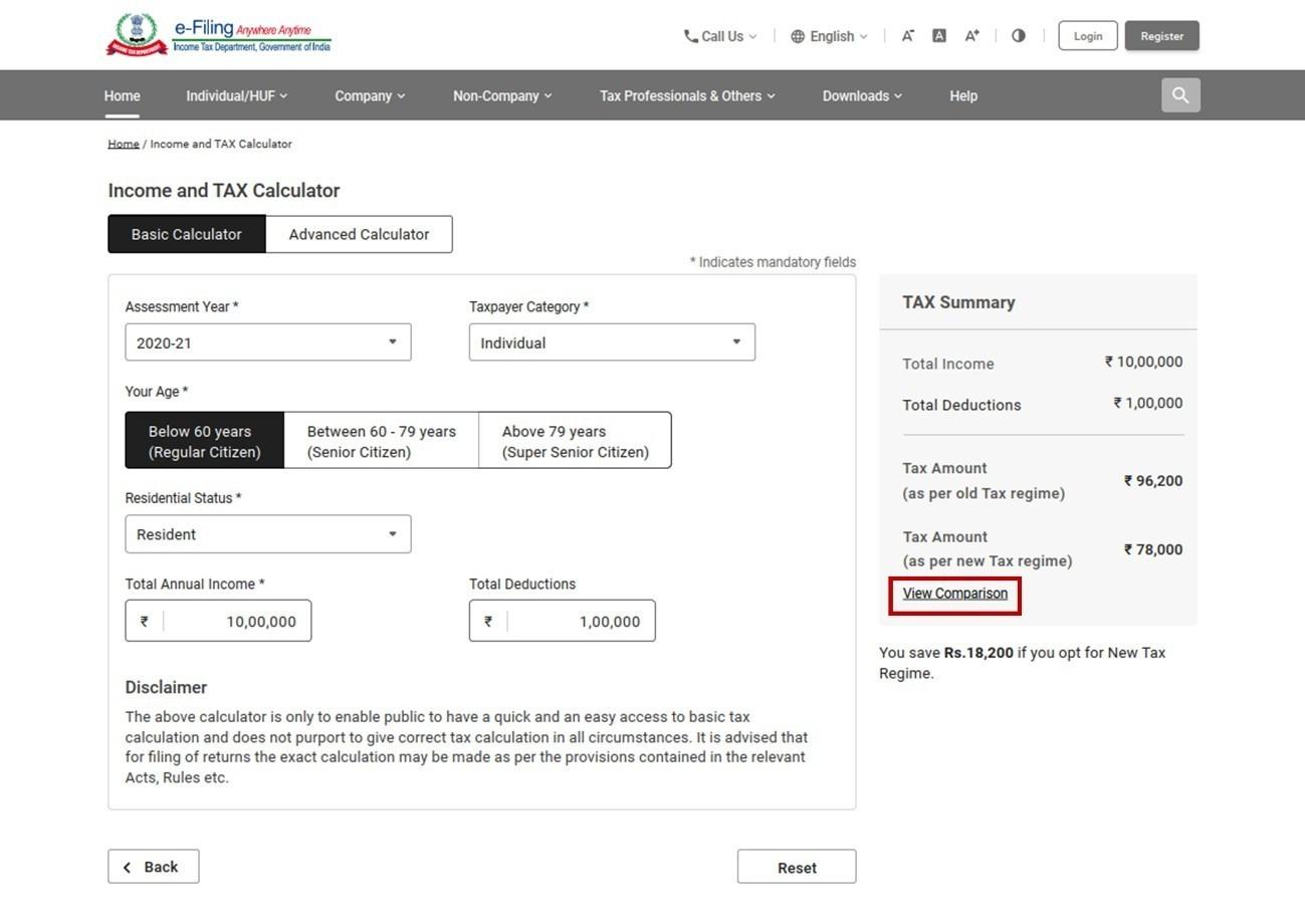 Income and Tax Calculator | Income Tax Department
