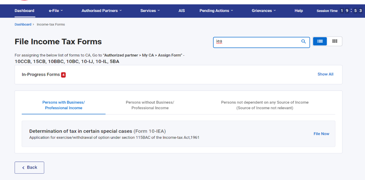 Form 10-IEA - User Manual & FAQs | Income Tax Department