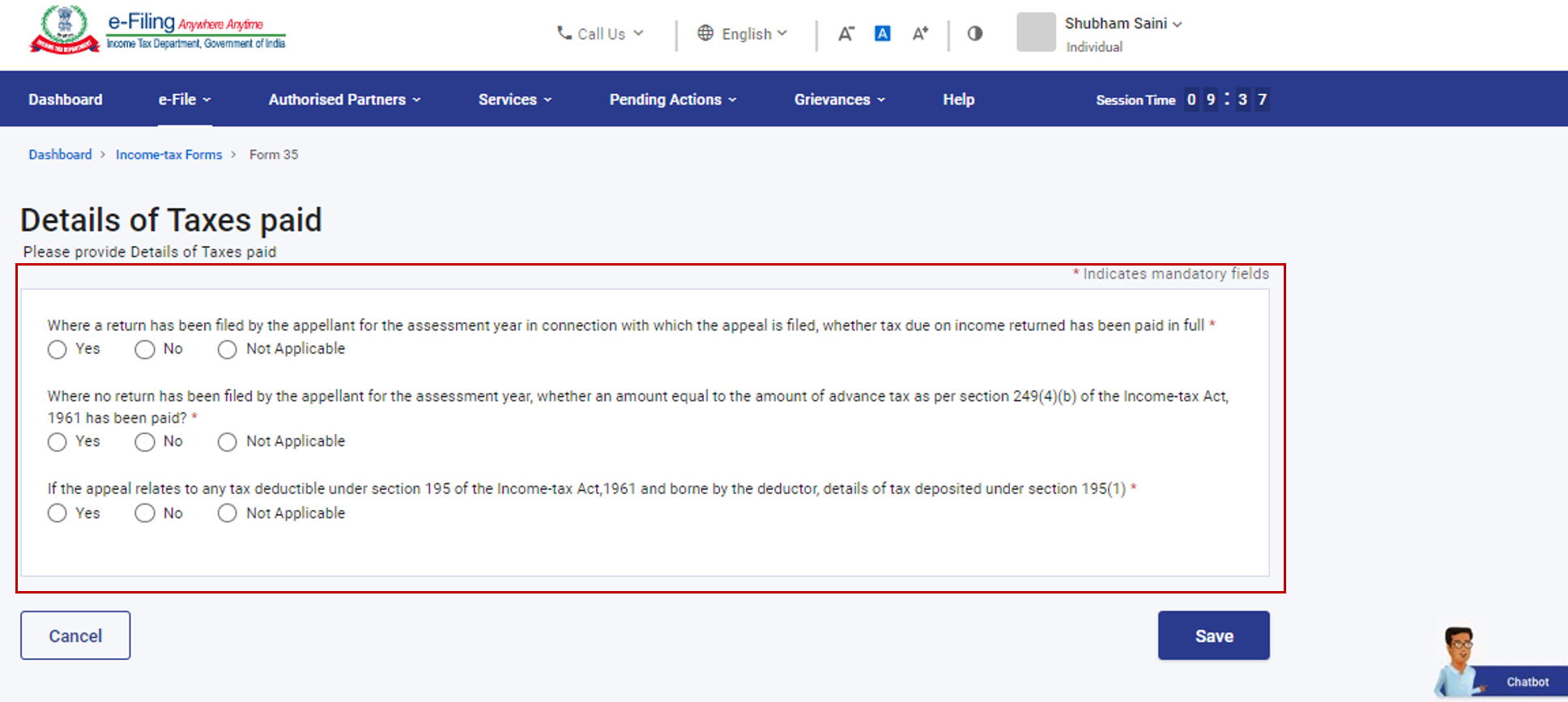 Form 35 User Manual | Income Tax Department