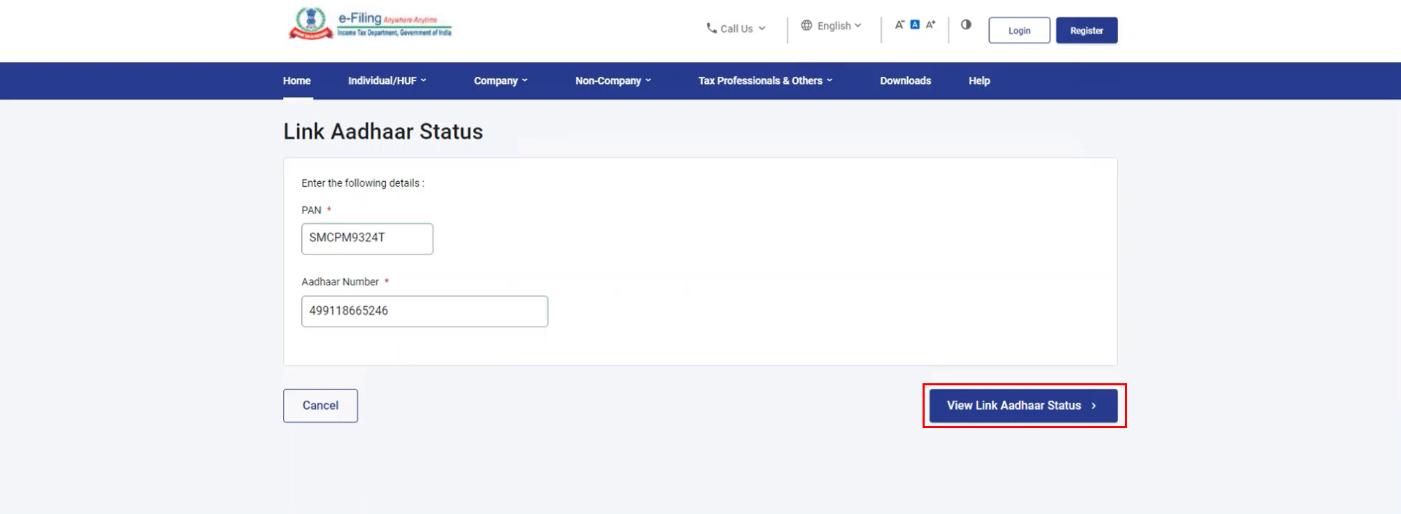Link Aadhaar User Manual | Income Tax Department