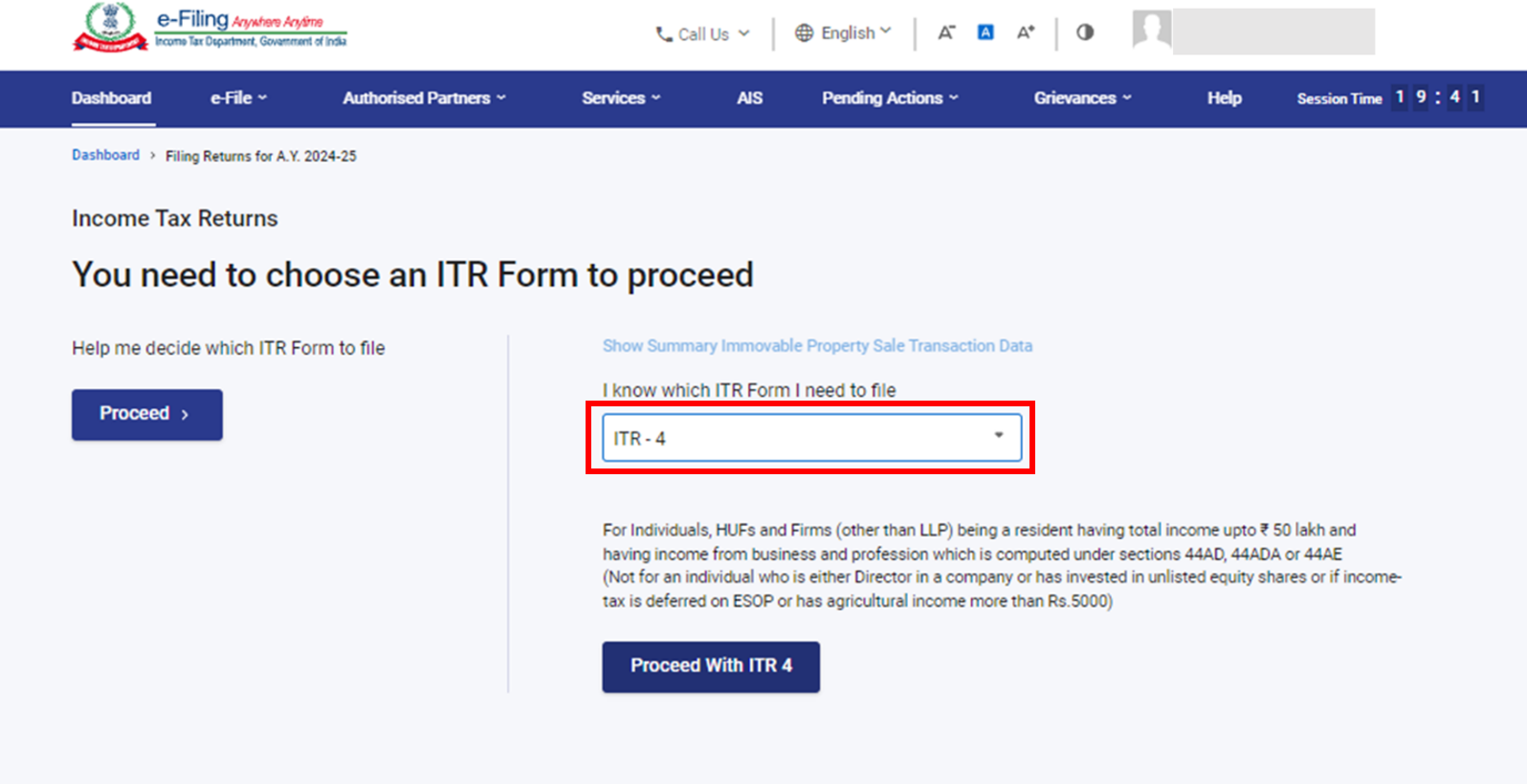 File ITR-4 (Sugam) Online User Manual | Income Tax Department