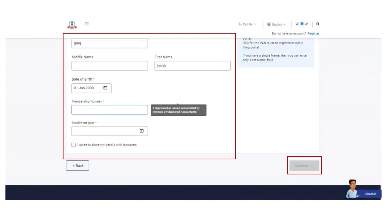 Register for e-Filing (CA) User Manual | Income Tax Department