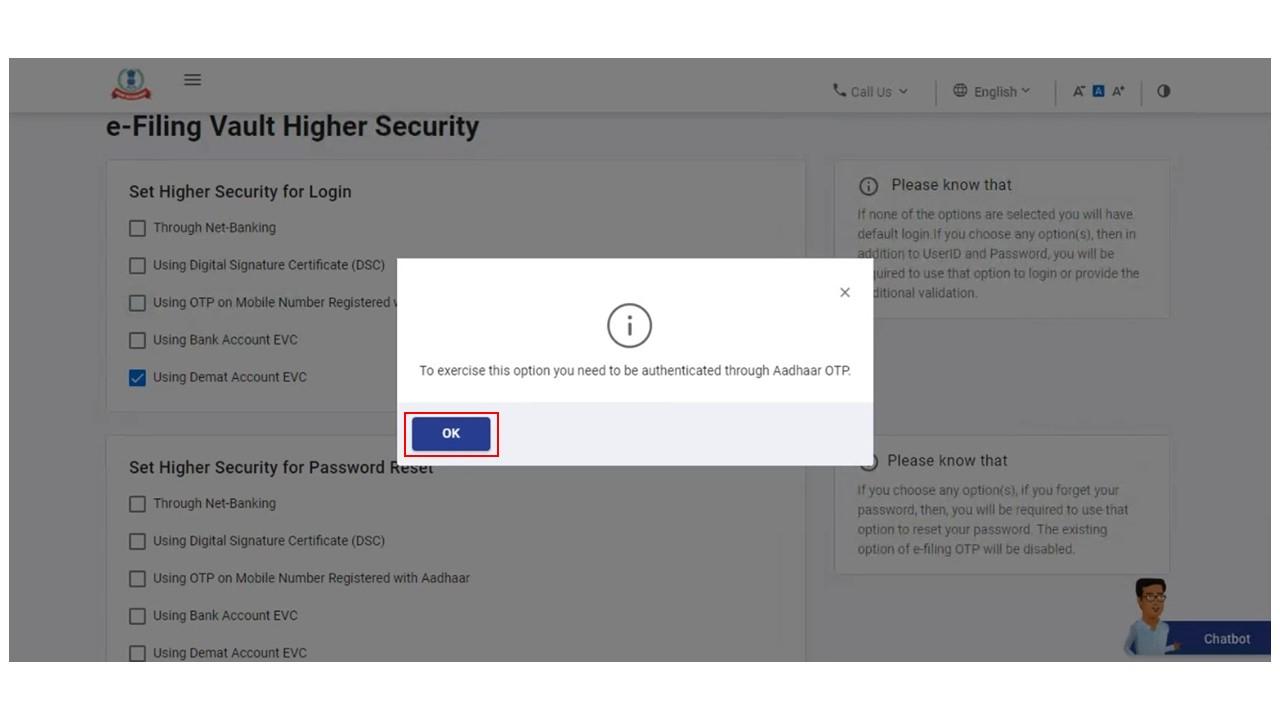 e-Filing Vault Higher Security User Manual | Income Tax Department