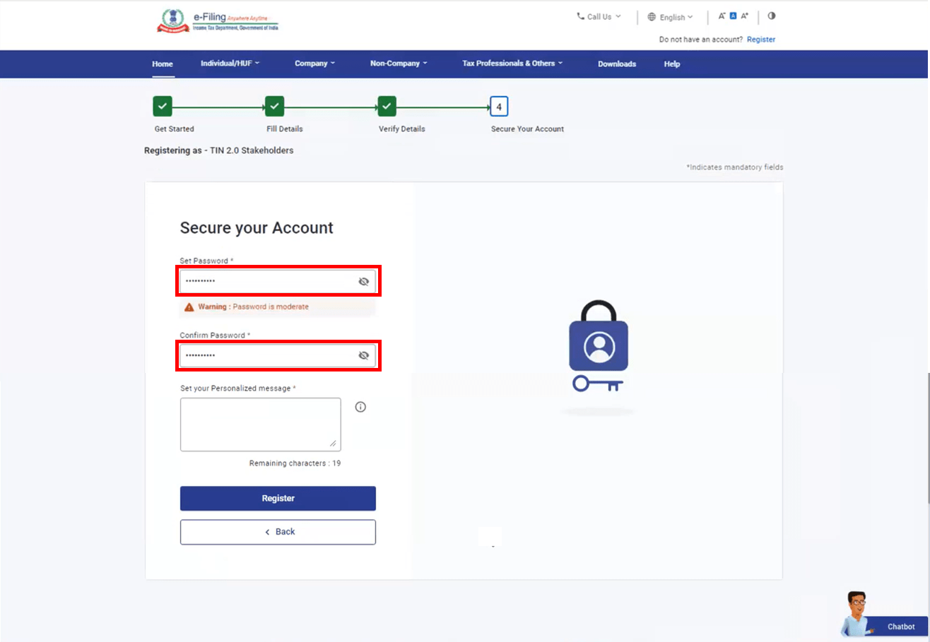 Register for e-Filing (TIN 2.0 Stakeholders) User Manual | Income Tax ...
