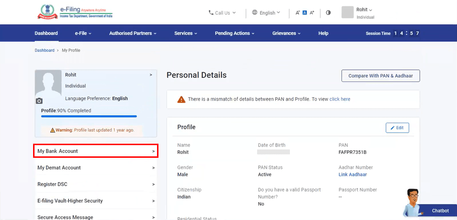 My Bank Account User Manual | Income Tax Department