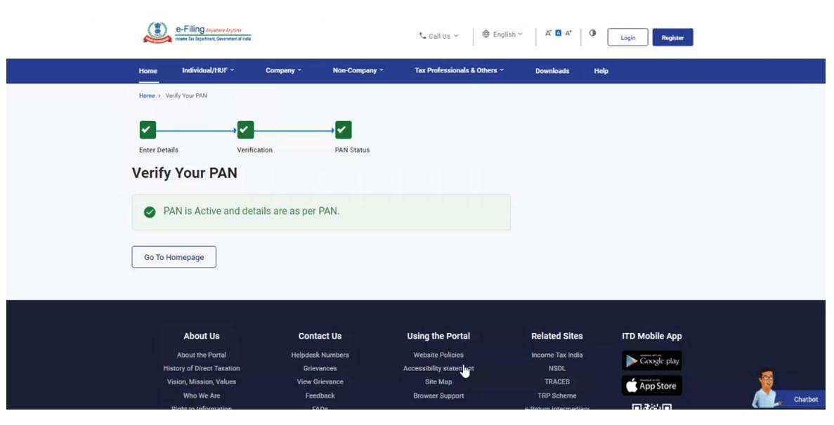 Verify Your PAN User Manual | Income Tax Department