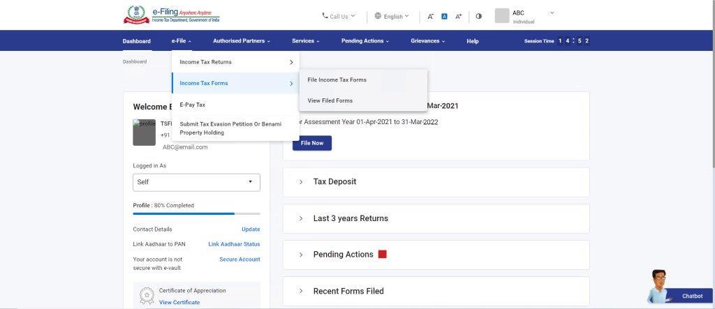 Dashboard and Worklist (Taxpayer) User Manual | Income Tax Department