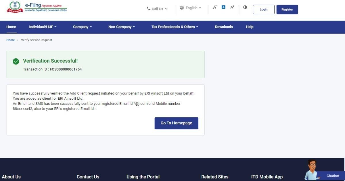 Verify Service Request of ERIs > User Manual | Income Tax Department