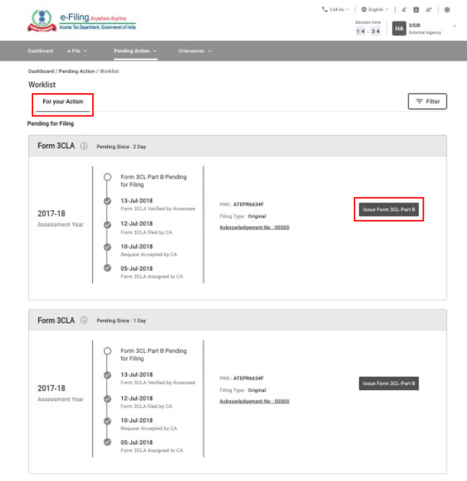 Dashboard and Worklist (DSIR) User Manual | Income Tax Department