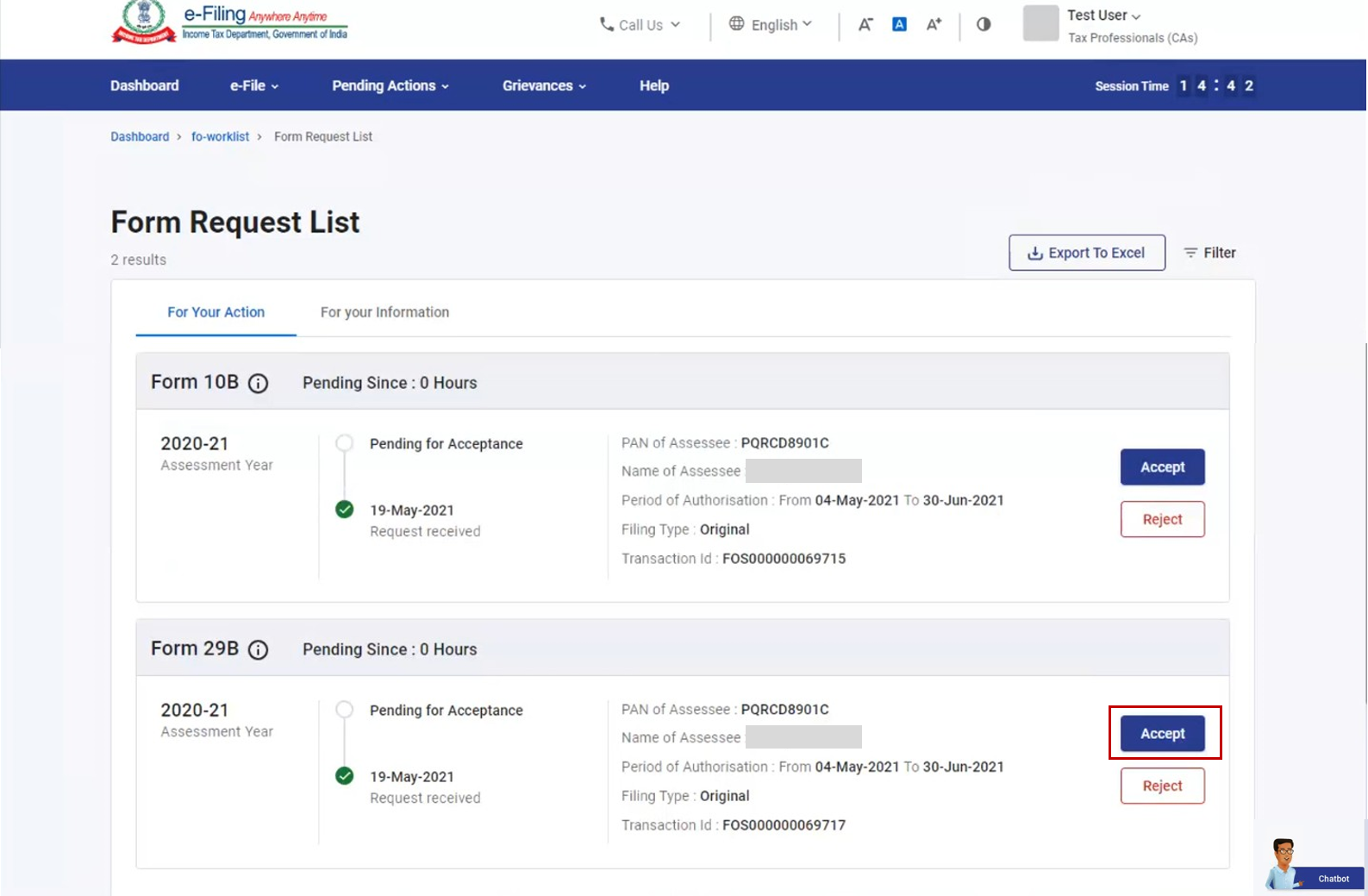 Form 29B User Manual | Income Tax Department