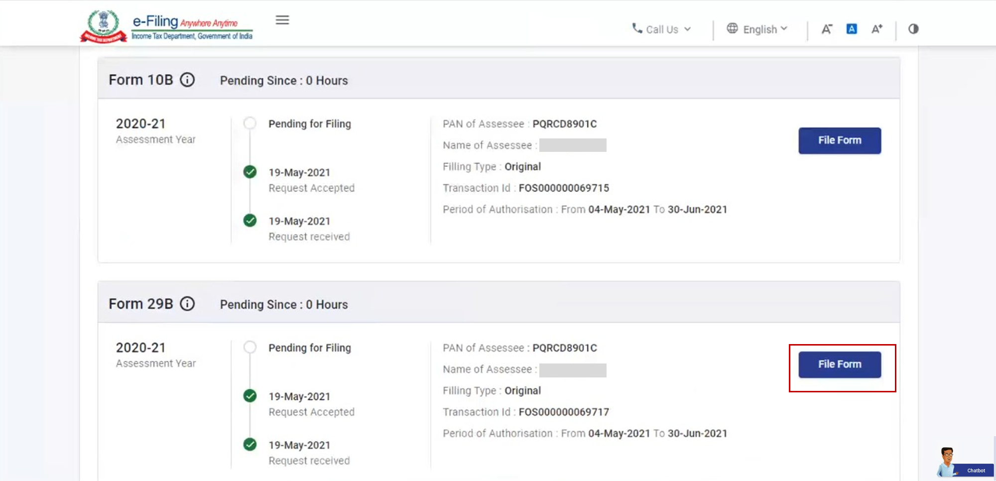 Form 29B User Manual | Income Tax Department