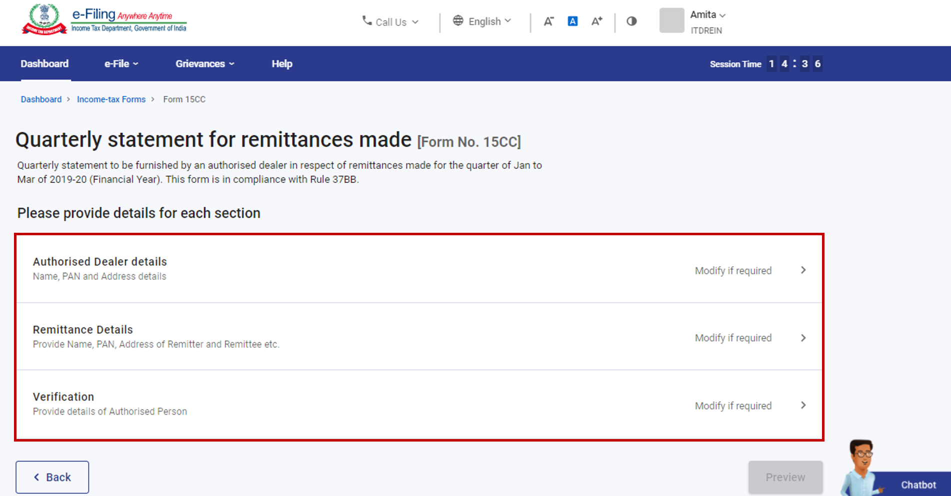 Form 15CC User Manual | Income Tax Department