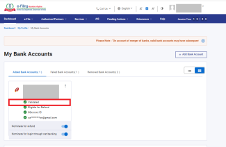 My Bank Account User Manual | Income Tax Department