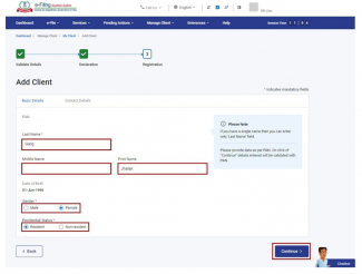 Add Clients (by ERIs) > User Manual | Income Tax Department