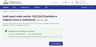 Form 10B User Manual | Income Tax Department