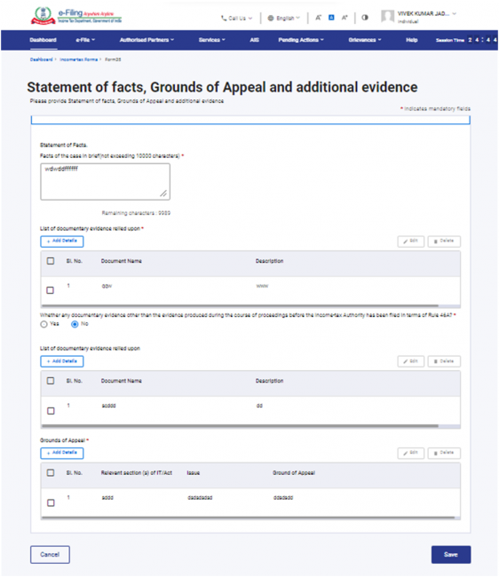 Form 35 User Manual | Income Tax Department