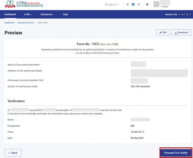 Form 15CC User Manual | Income Tax Department