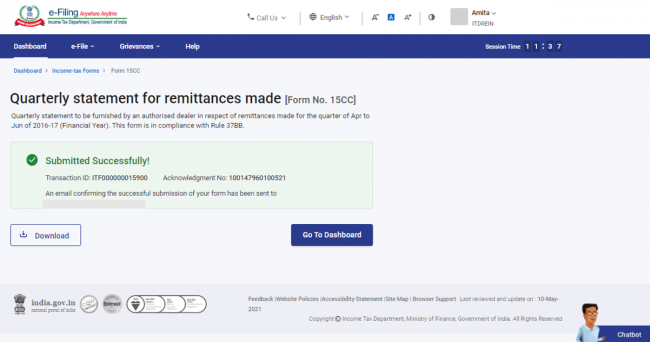 Form 15CC User Manual | Income Tax Department