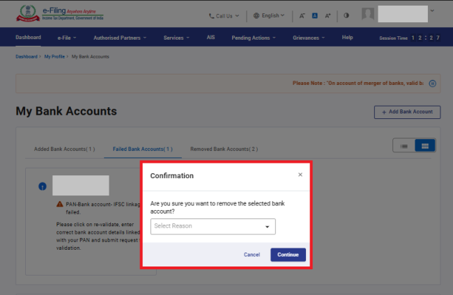 My Bank Account User Manual | Income Tax Department