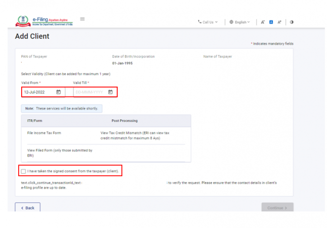 Add Clients (by ERIs) > User Manual | Income Tax Department