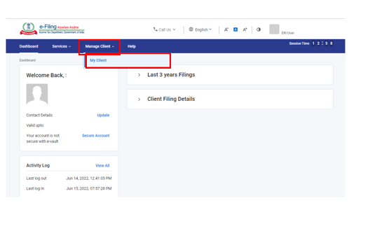 Add Clients (by ERIs) > User Manual | Income Tax Department