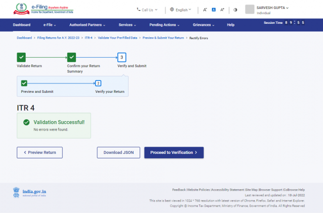 फाइल आईटीआर-4 (सुगम) ऑनलाइन - उपयोगकर्ता पुस्तिका | Income Tax Department
