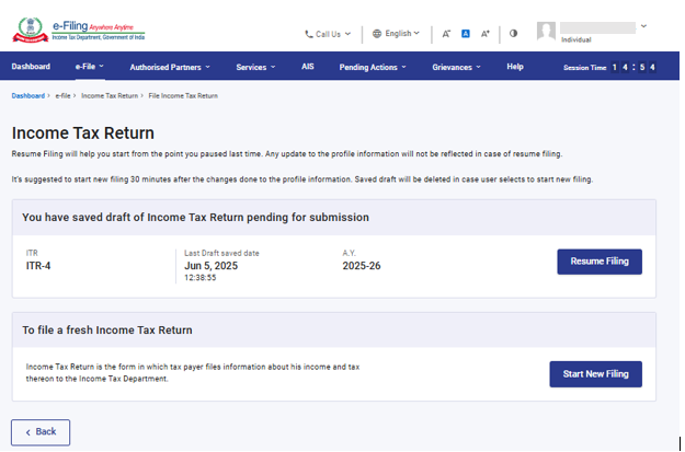 File ITR-4 (Sugam) Online User Manual | Income Tax Department