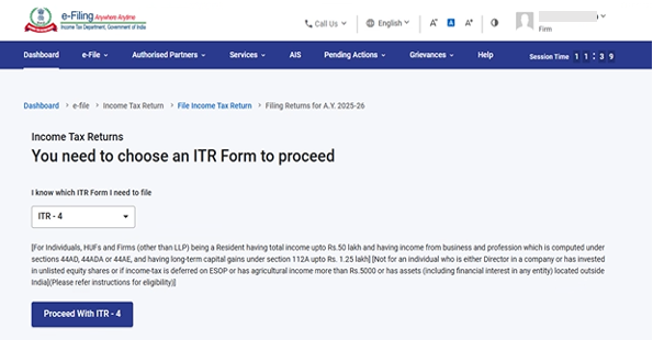 File ITR-4 (Sugam) Online User Manual | Income Tax Department