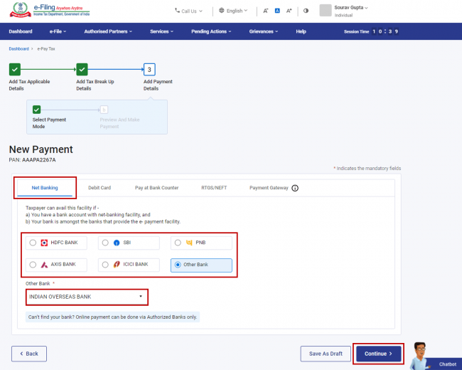 Create Challan Form (CRN) User Manual | Income Tax Department
