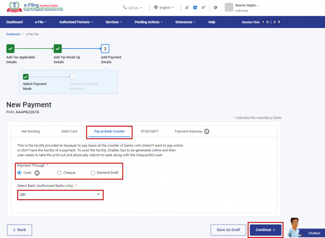 Create Challan Form (CRN) User Manual | Income Tax Department