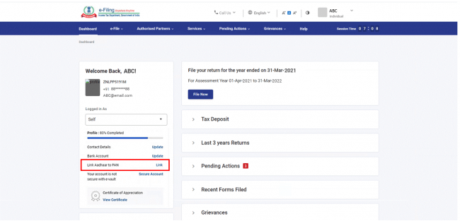 Dashboard and Worklist (Taxpayer) User Manual | Income Tax Department