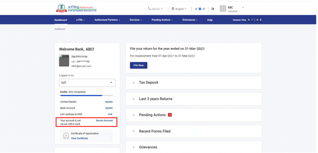 Dashboard and Worklist (Taxpayer) User Manual | Income Tax Department