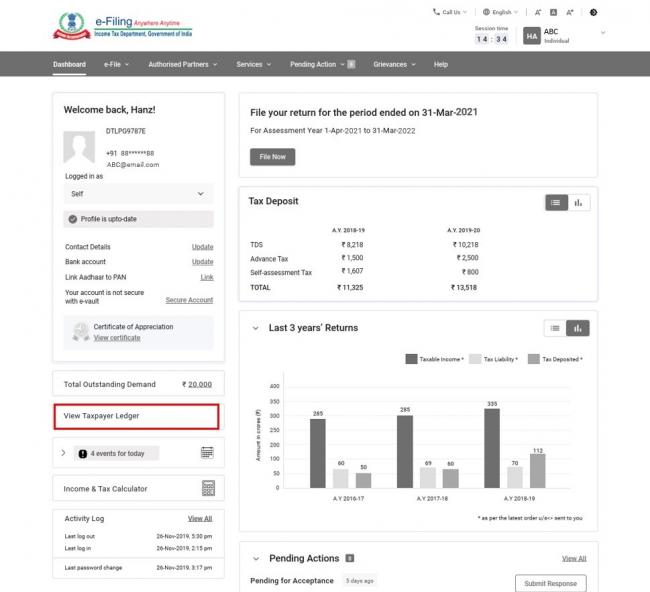Dashboard and Worklist (Taxpayer) User Manual | Income Tax Department